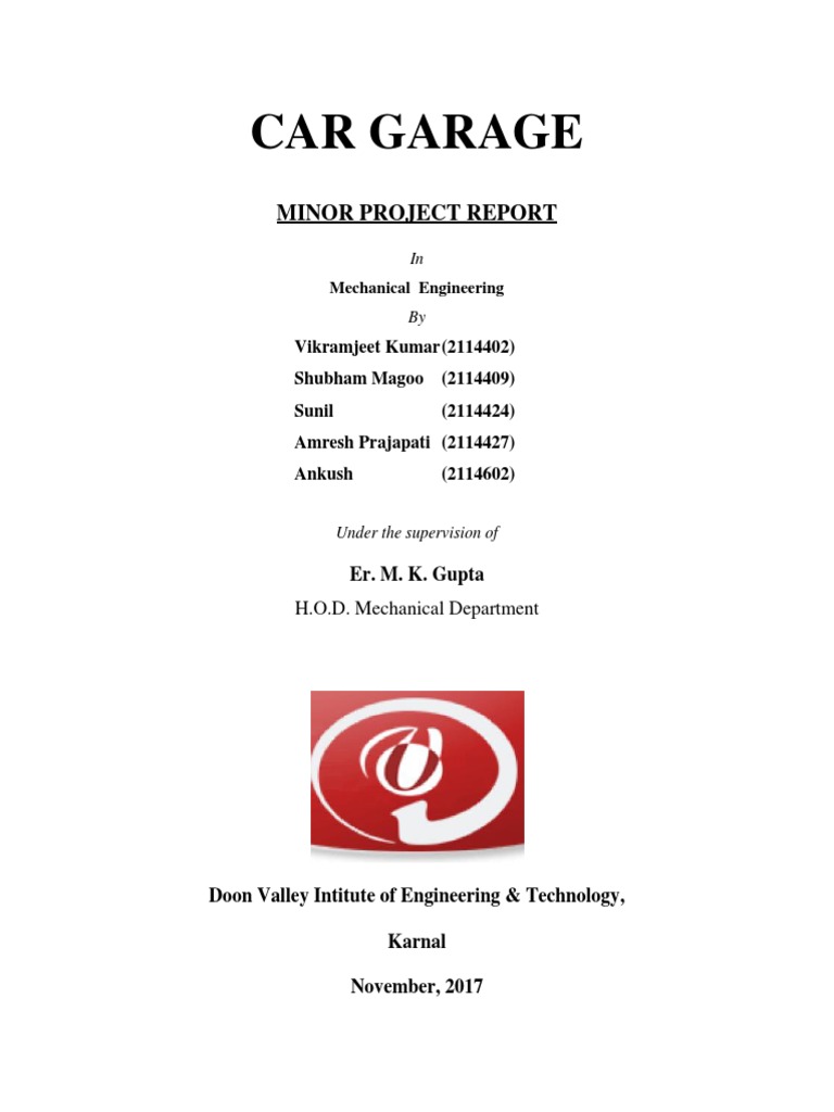 Car Garage: Minor Project Report | PDF | Business