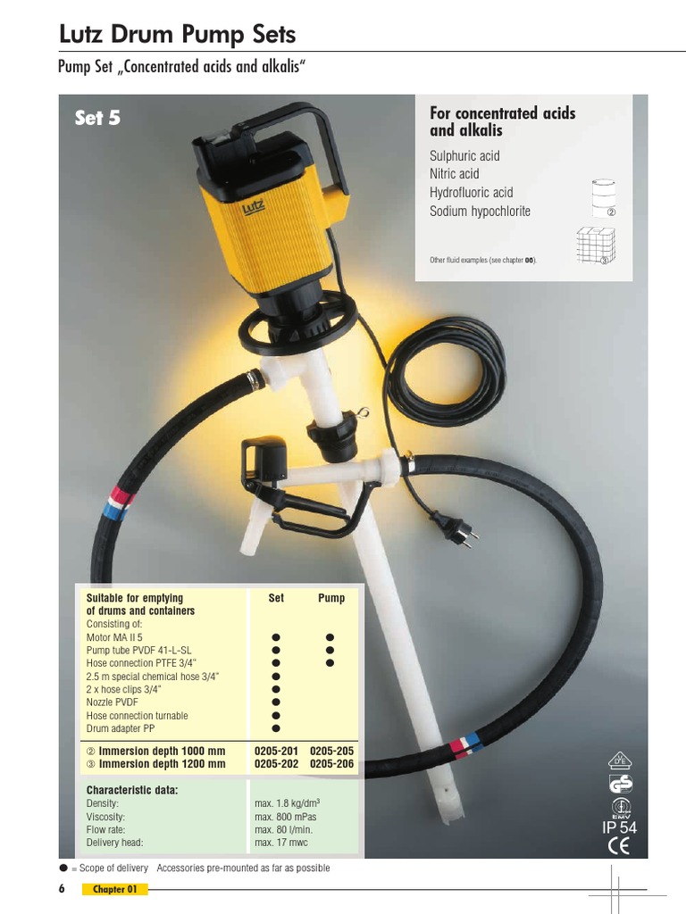 Lutz Drum Pump Sets: Pump Set Concentrated Acids and Alkalis" | PDF