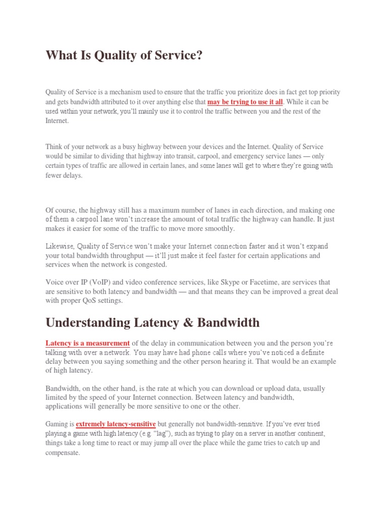 What Is Quality of Service | PDF | Quality Of Service | Network ...