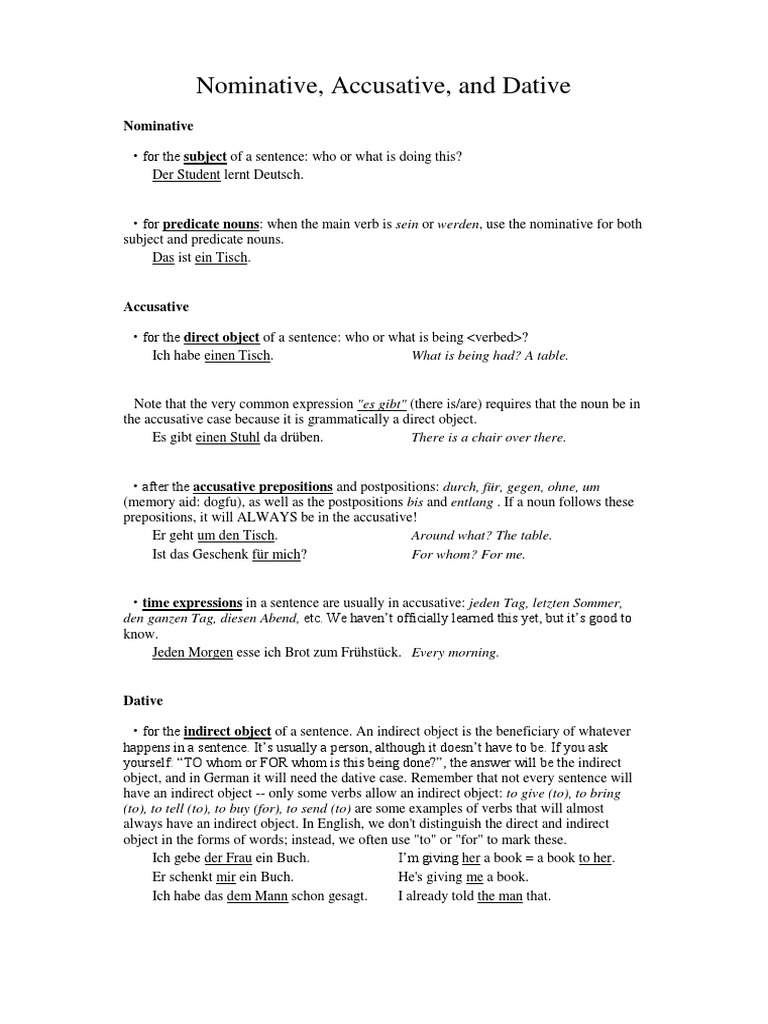 Nominative, Accusative, and Dative | Download Free PDF | Morphology ...