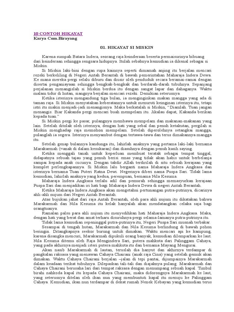 Contoh Hikayat Dan Artinya Rasmi B - Riset
