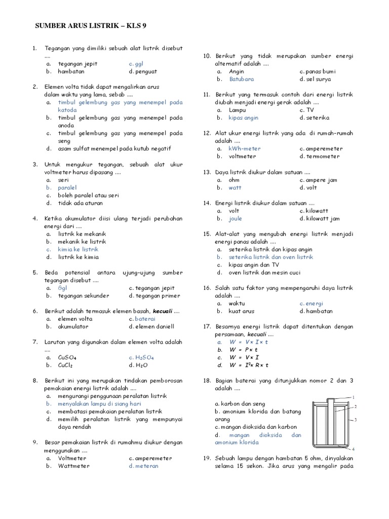 Sumber Arus Listrik SMP KLS 9 | PDF