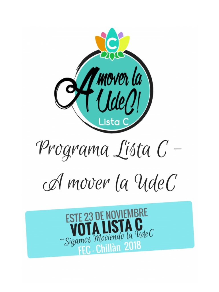 Programa Lista C - A Mover La UdeC - Fecch 2018 | PDF | Democracia | Ideologías políticas