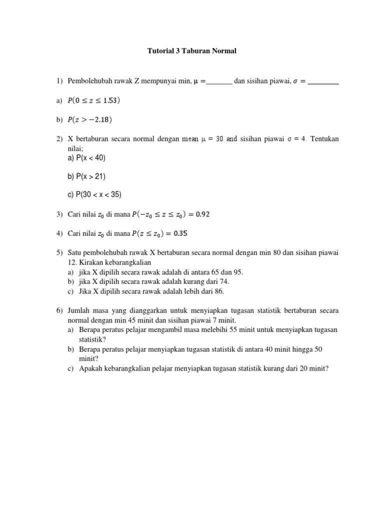 Tutorial 3 Taburan Normal | PDF