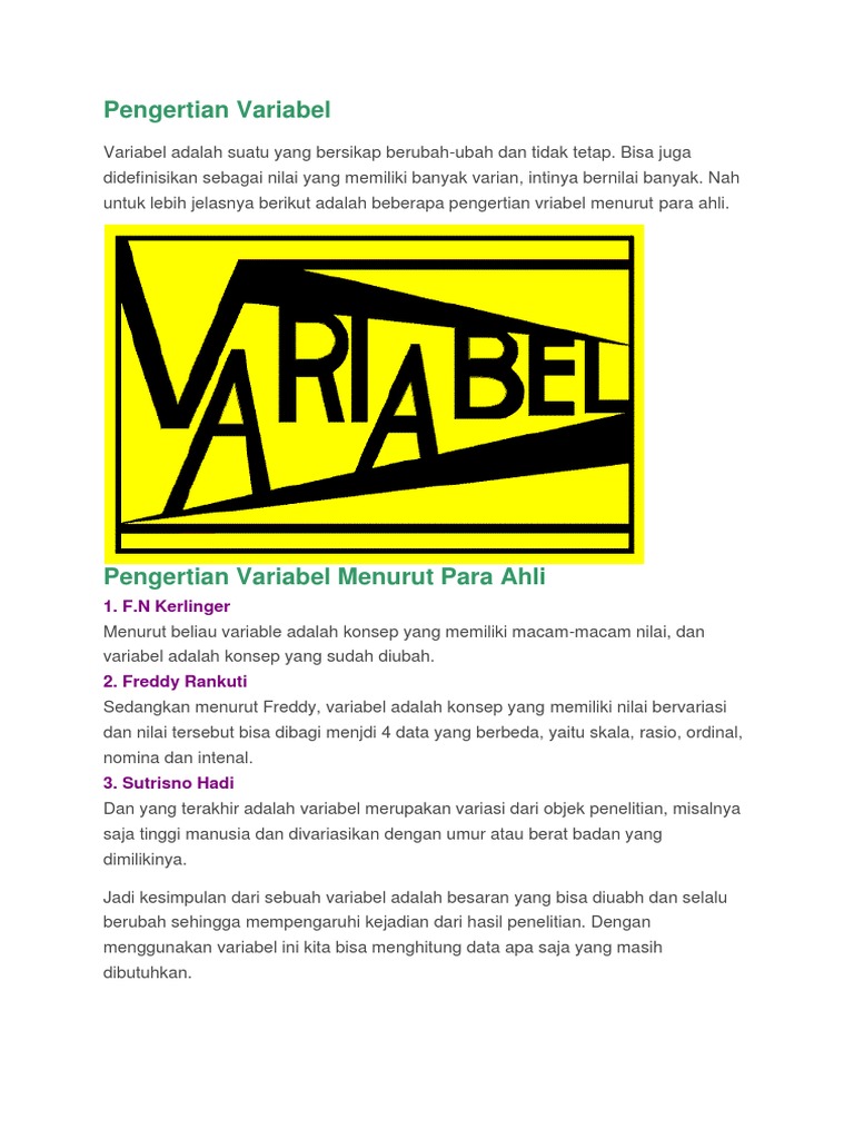 Pengertian Variabel | PDF