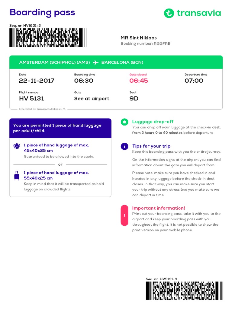 Transavia Airlines Check In Online