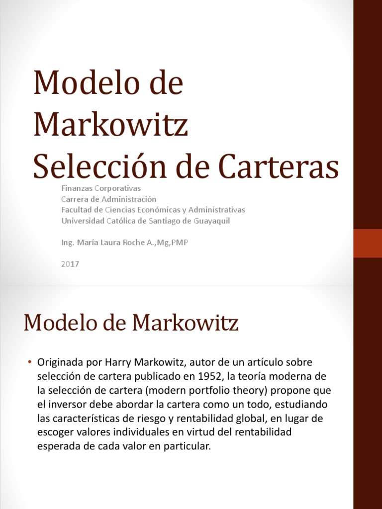 Modelo de Markowitz: Selección Óptima de Carteras | PDF | Inversiones | Ciencias económicas