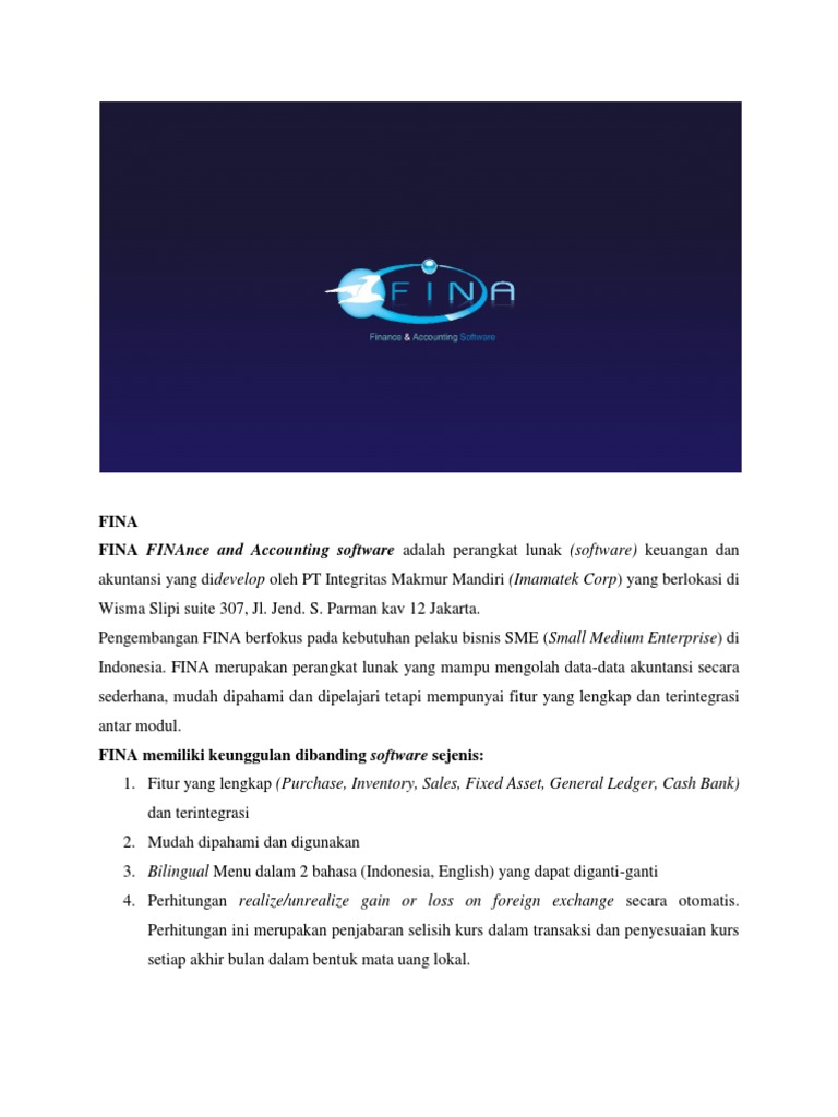 FINA Accounting Software | PDF