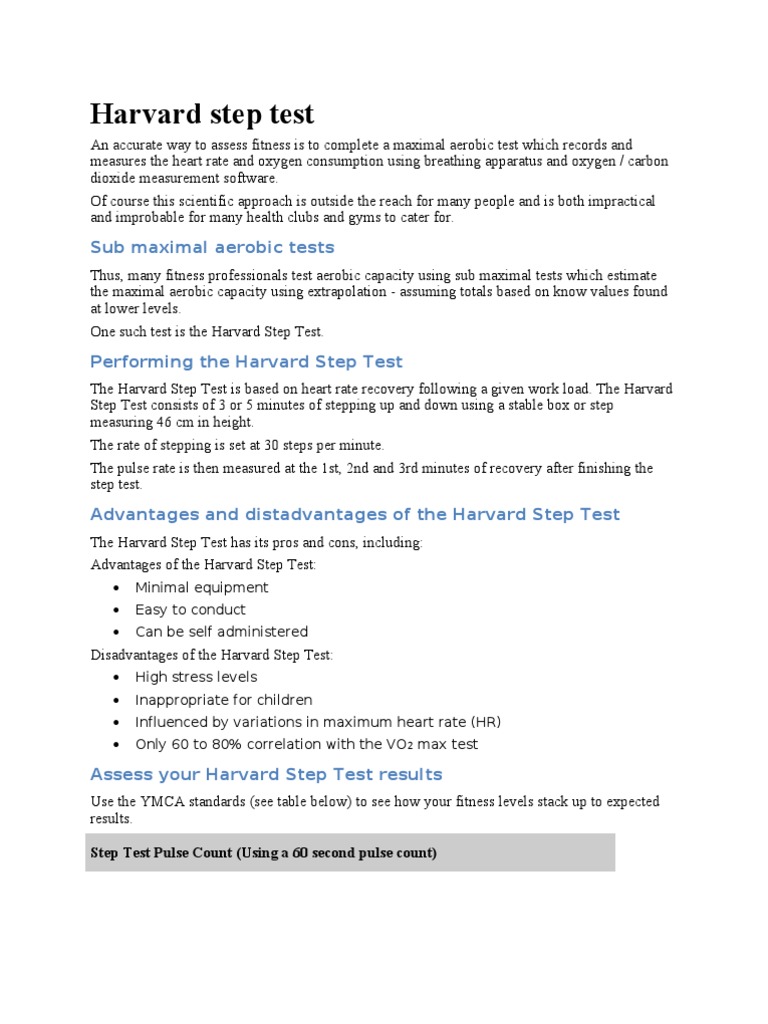 Harvard Step Test | PDF | Heart Rate