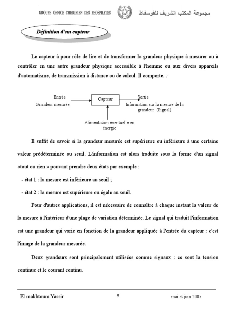 Crit res De Choix D un Capteur PDF Capteur lectromagn tisme