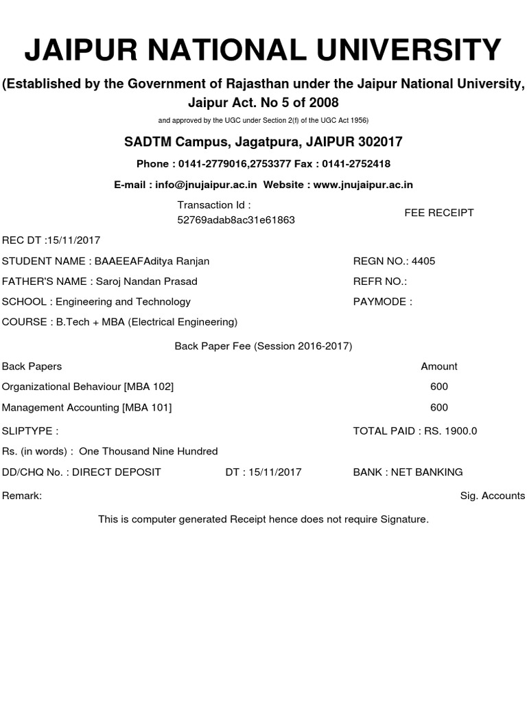 Jaipur National University | PDF