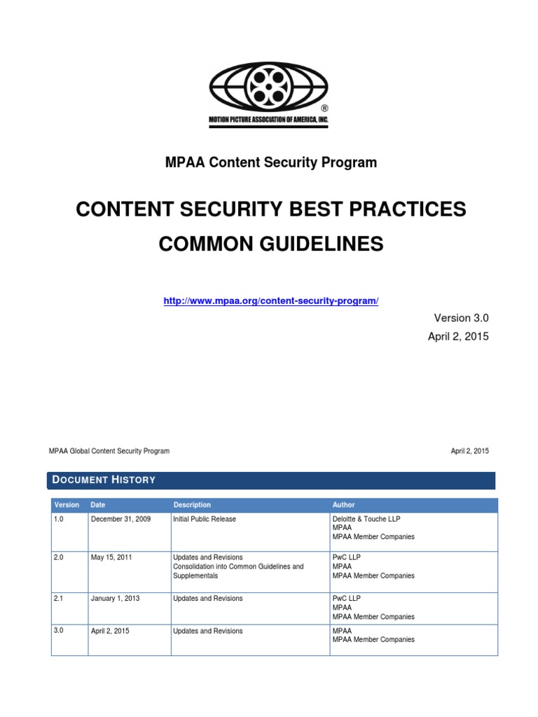 MPAA Content Security Best Practices | PDF | Information Security ...