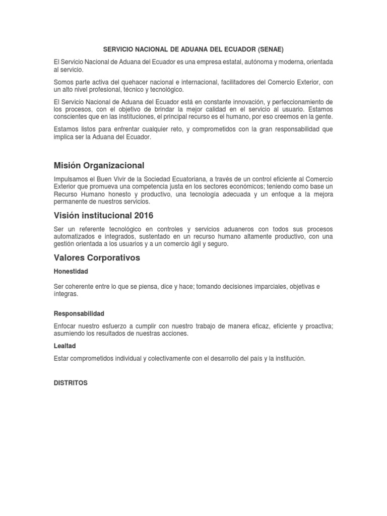 Servicio Nacional de Aduana Del Ecuador | PDF | aduana | Ecuador