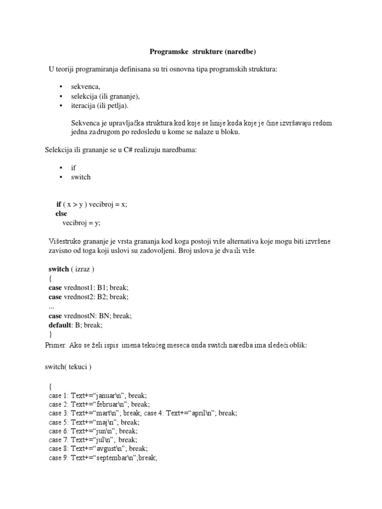 2.naredbe C# | PDF