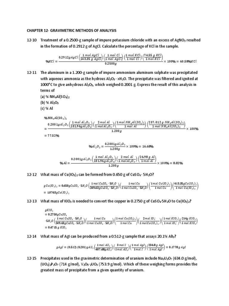 Chapter 12-Gravimetric Methods of Analysis | PDF | Titration | Chemistry