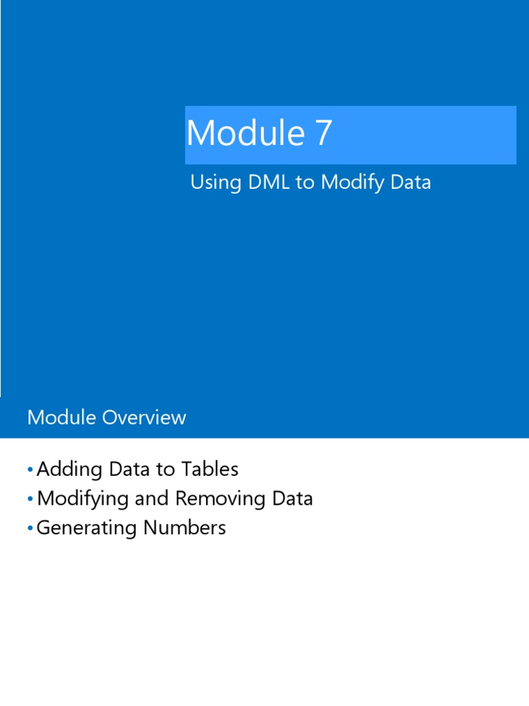 Using Dml To Modify Data Pdf Table Database Databases