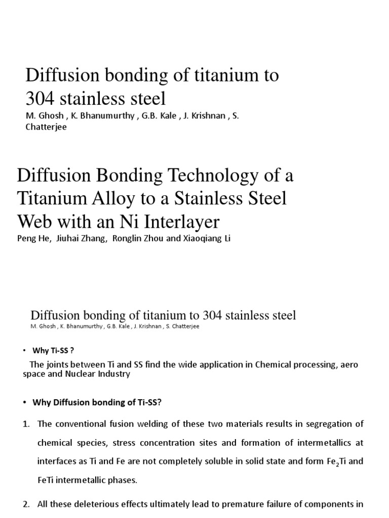 Diffusion Bonding of Titanium To 304 Stainless Steel: M. Ghosh, K ...