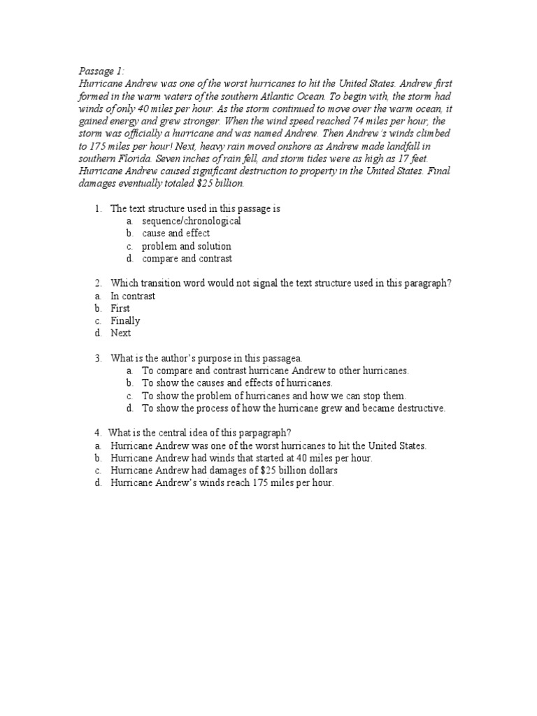 Text Structures Flashback | PDF | Hurricane Katrina | Tropical Cyclones