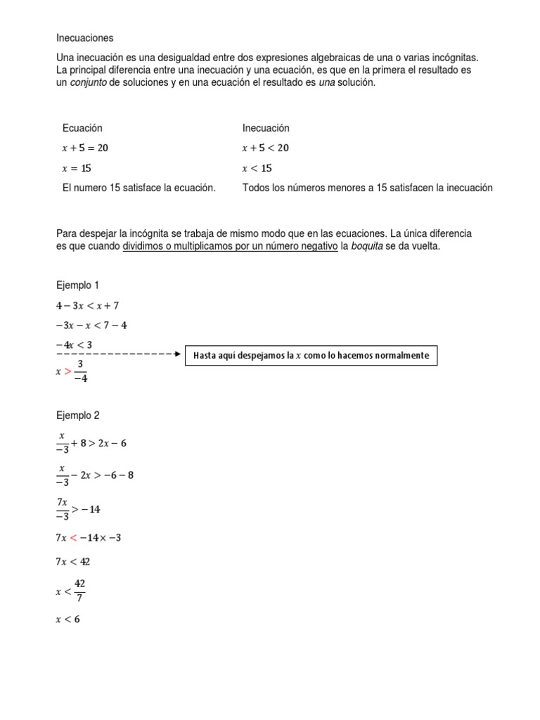 Inecuaciones Resumen | PDF | Factorización | Álgebra abstracta