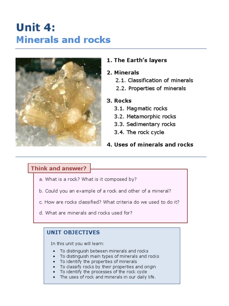 UD 4 Minerals and Rocks 1º ESO | Download Free PDF | Rock (Geology ...