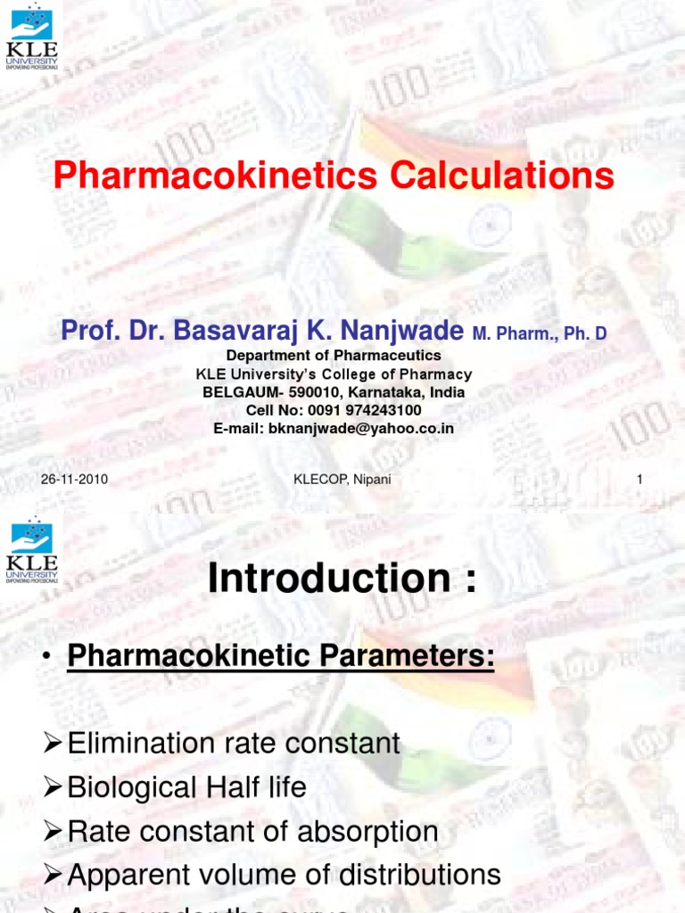 Pharmacokinetics Calculations Overview | PDF | Bioavailability ...