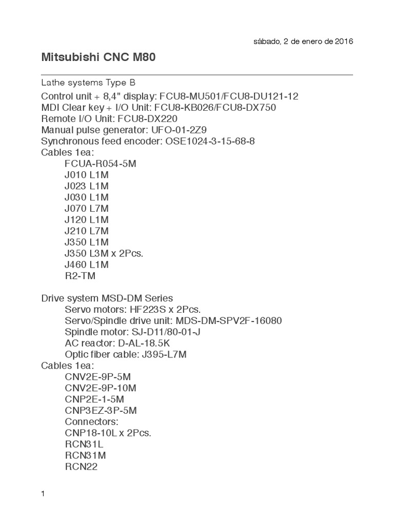 Mitsubishi CNC M80: Lathe Systems Type B | PDF | Numerical Control ...