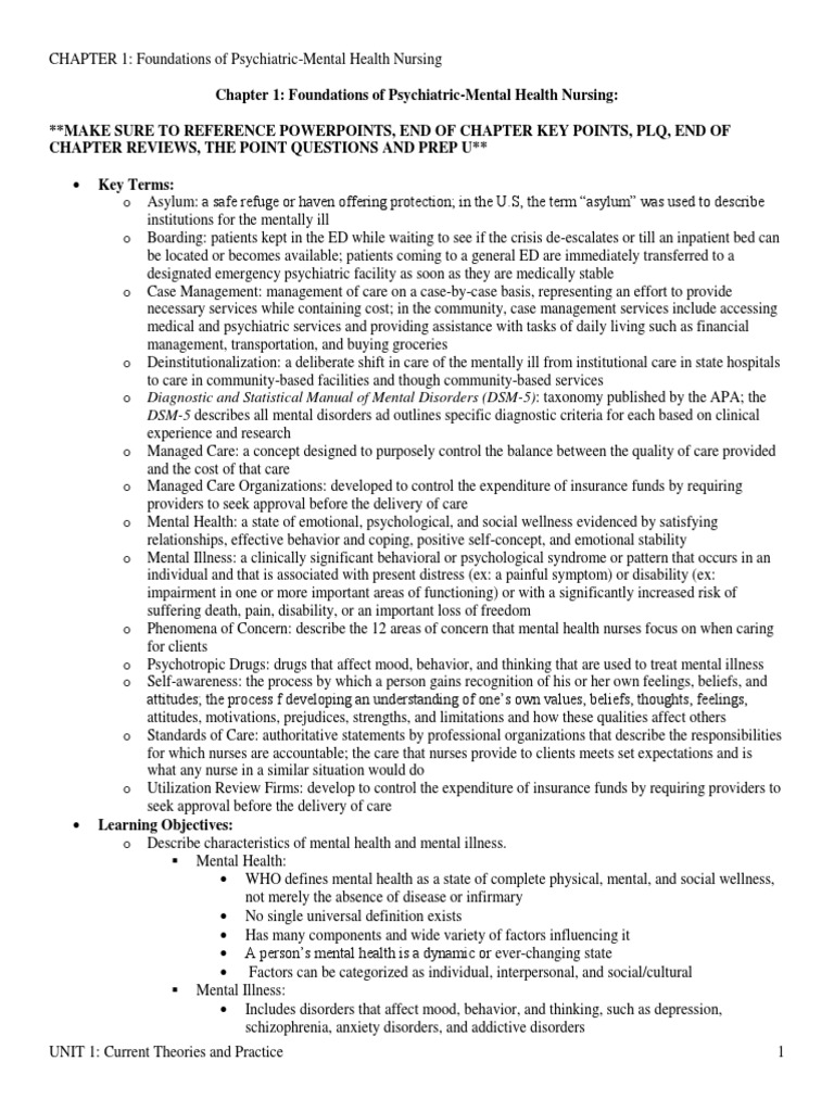 Chapter 1 - Foundations of Psychiatric - Mental Health Nursing | PDF ...