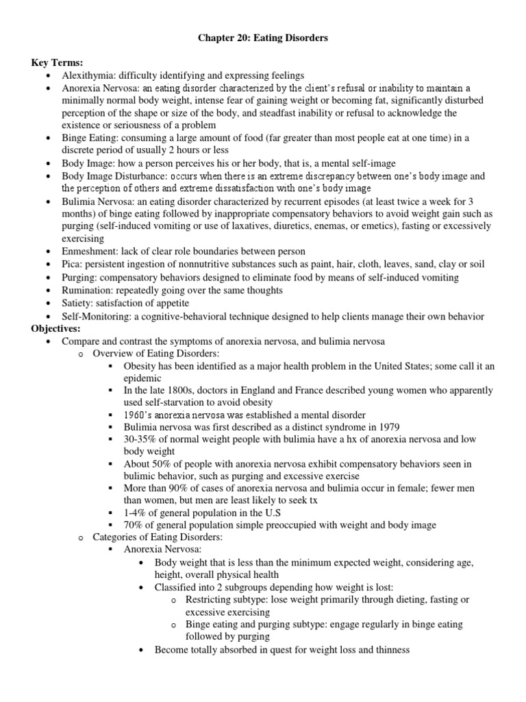 Chapter 20 Eating Disorders | PDF | Eating Disorder | Bulimia Nervosa