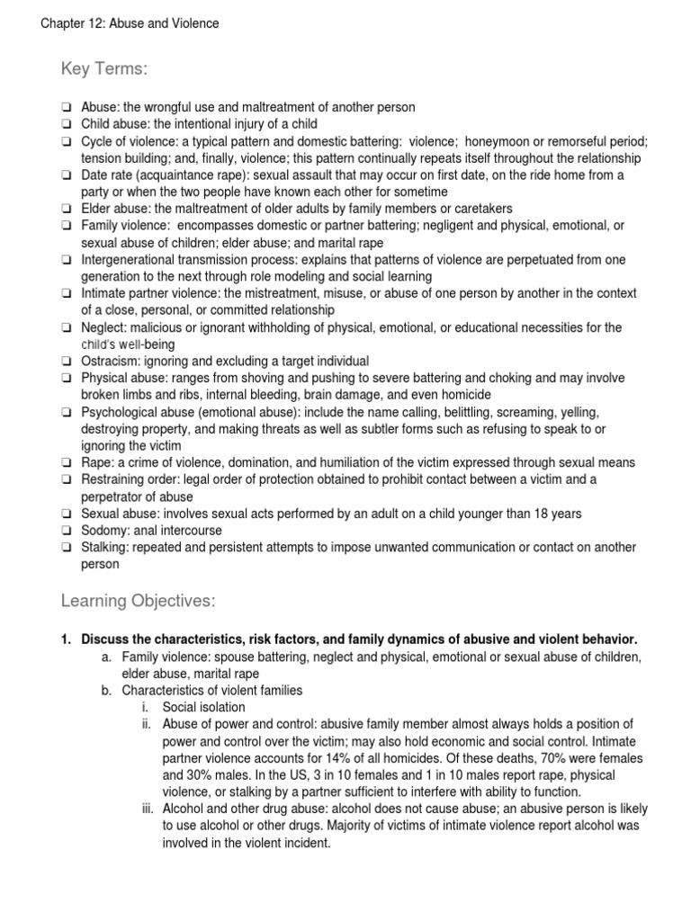 Understanding Abuse and Violence Patterns | PDF | Domestic Violence ...