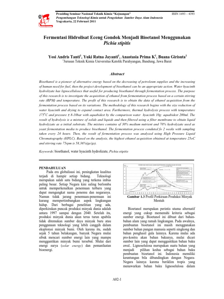 Fermentasi Hidrolisat Eceng Gondok Menja PDF | PDF