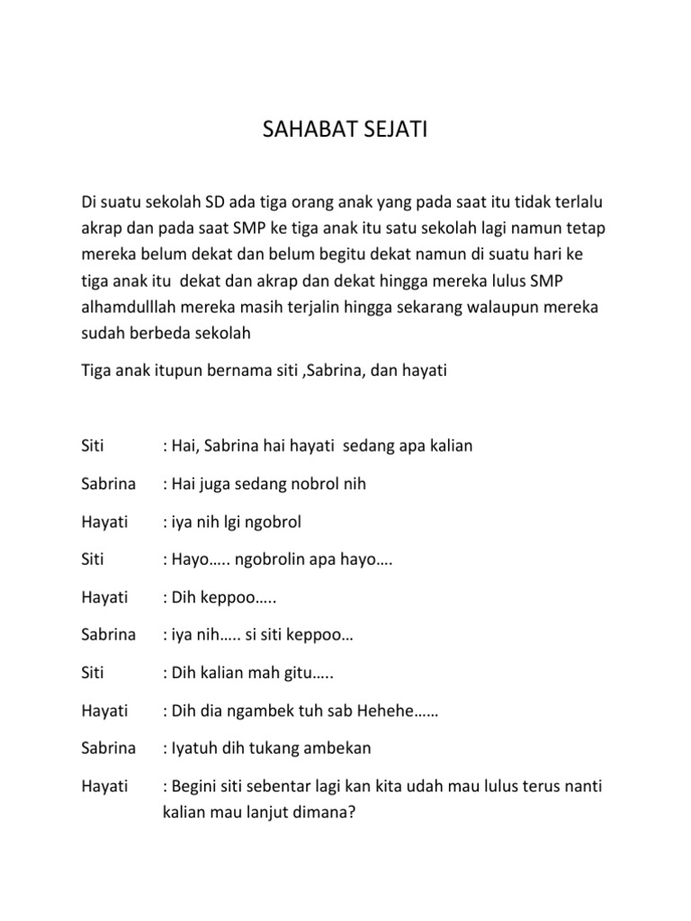 Cerpen (Sahabat Sejati) | PDF
