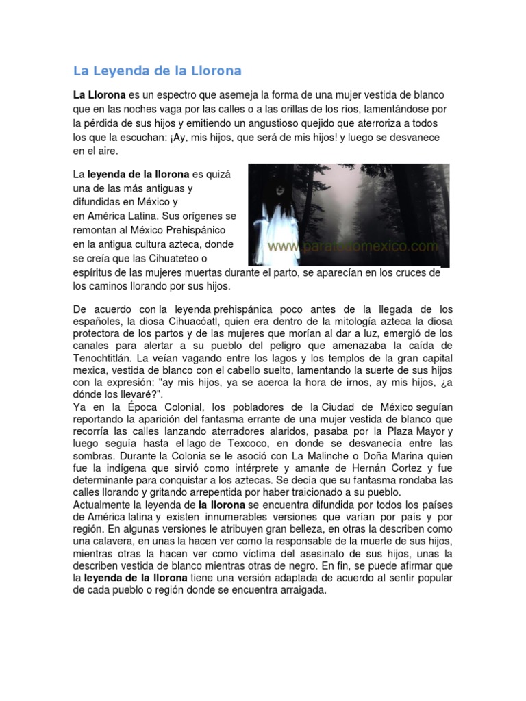 La Leyenda de La Llorona | PDF | Religión y creencia