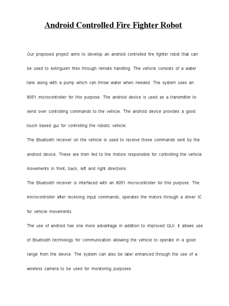 Android Controlled Fire Fighter Robot | PDF | Bluetooth | Android (Operating System)