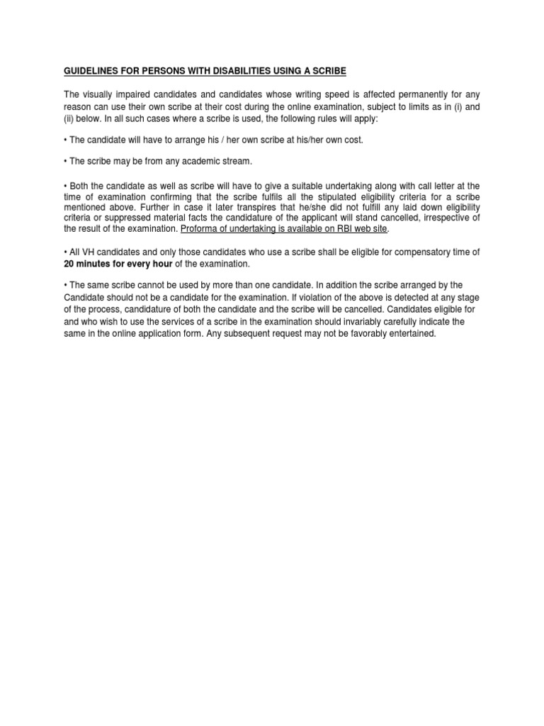 Scribe Guidelines for Exam Candidates | PDF
