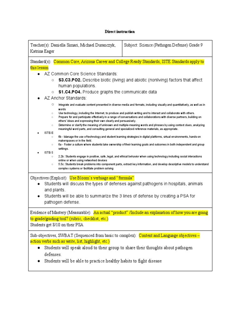 Pathogen Defense Lesson Plan | PDF | Immunology | Immune System
