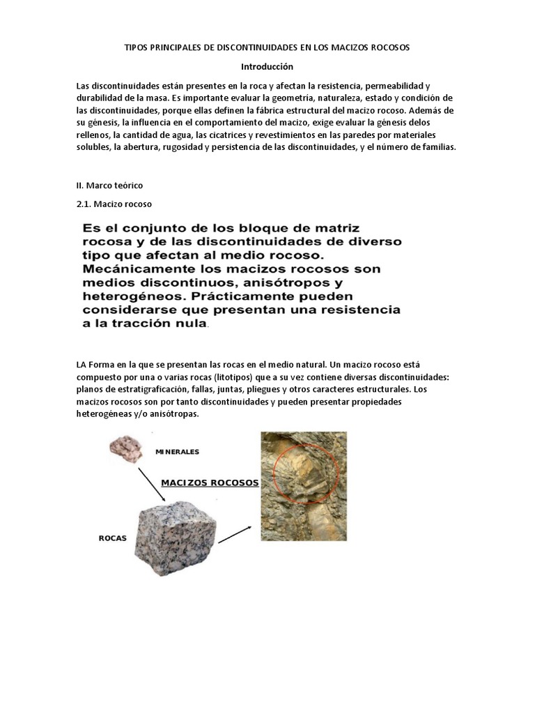 Tipos de Discontinuidades 1 de 2 | PDF | Roca (geología) | Geología