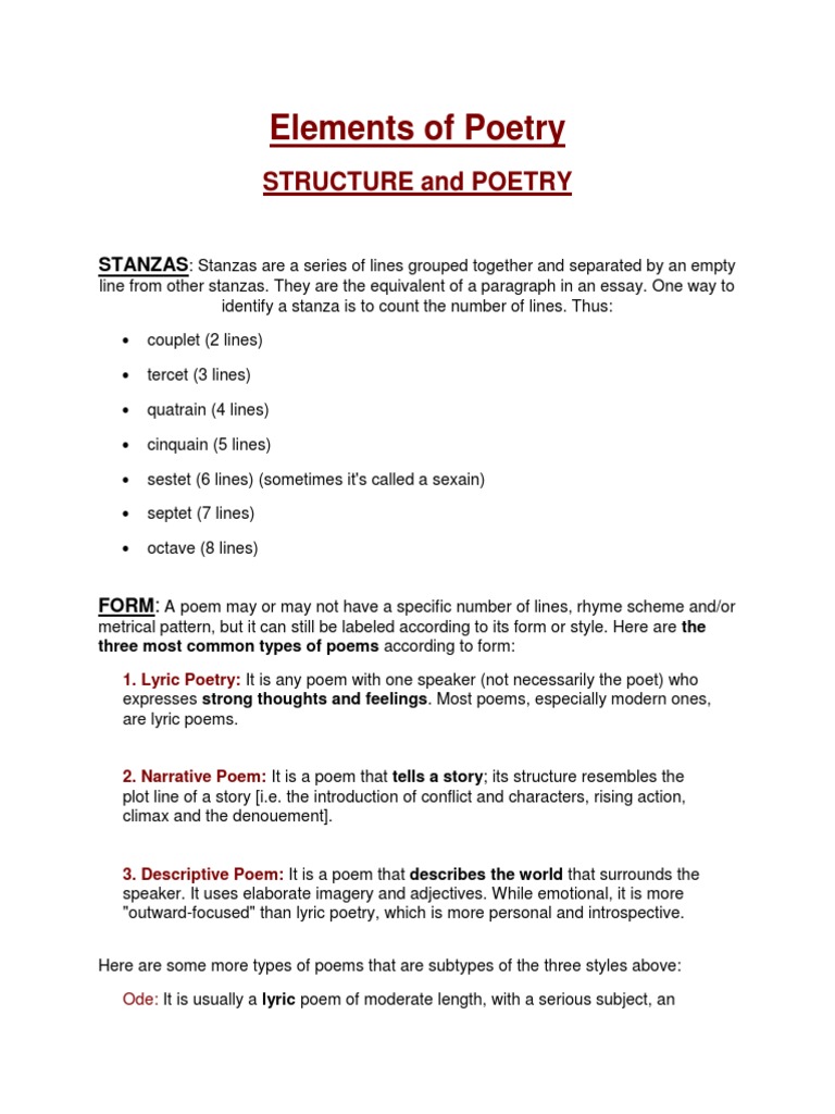 Elements of Poetry PDF | PDF | Metre (Poetry) | Poetry