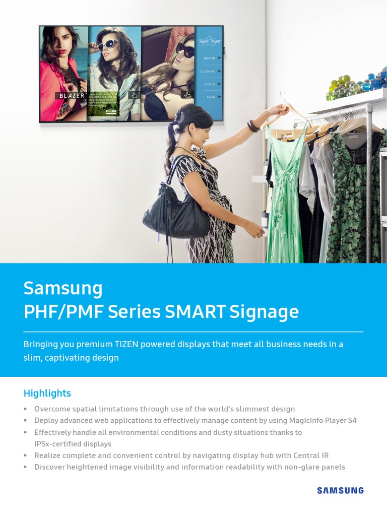 Samsung SMART Signage - PHF - PMF Series Datasheet - WW | PDF | Hdmi ...