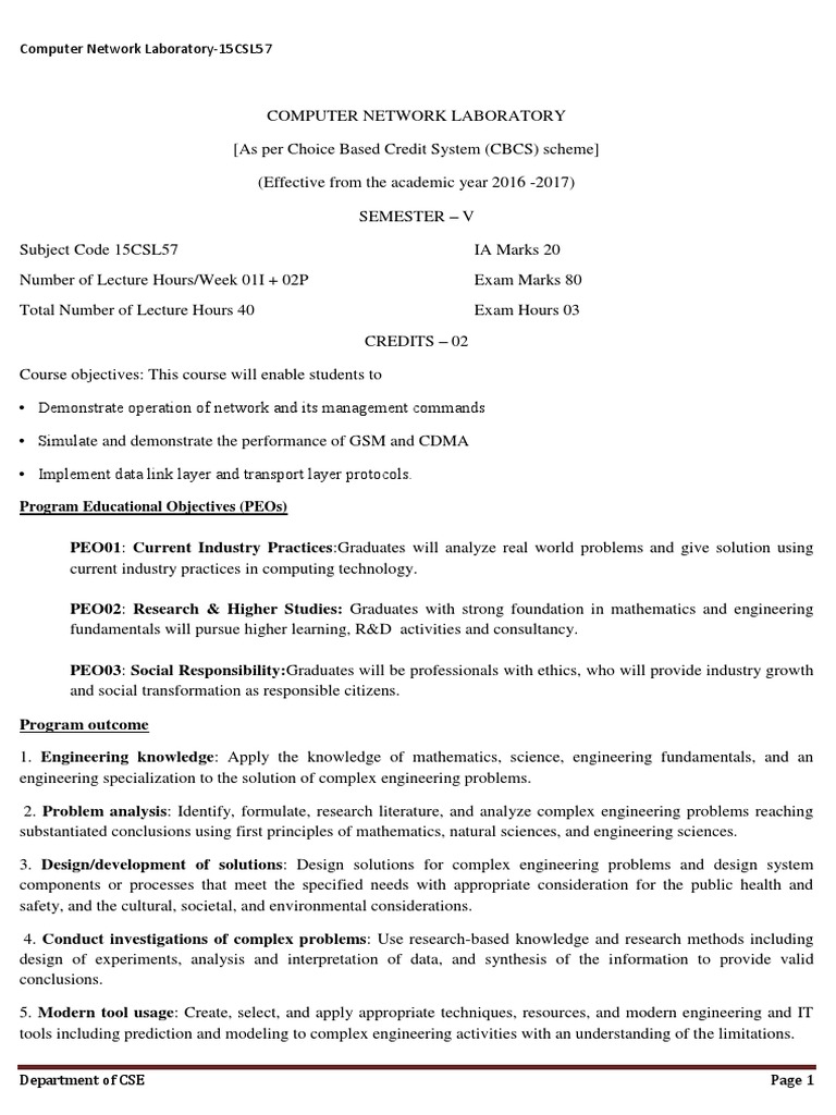 5th Sem Computer Networks Lab Manual | PDF | 3 G | Channel Access Method