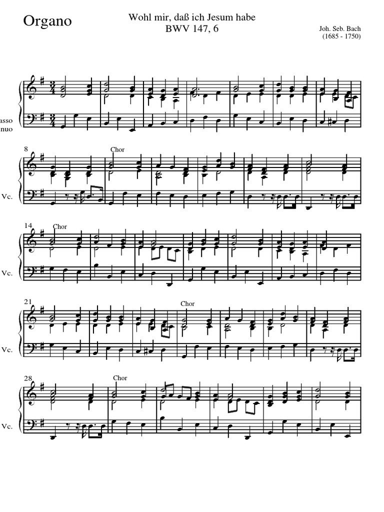 Bach BWV 147 - Organ PDF | Jean-Sébastien Bach | Musique pour chorale