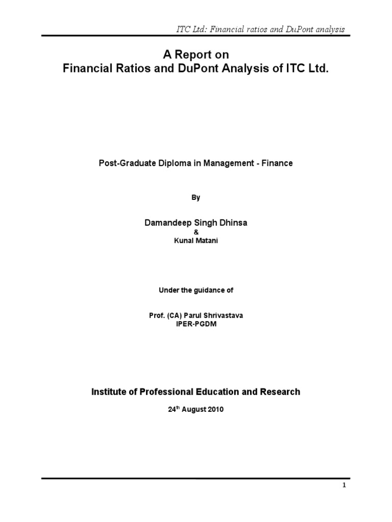 ITC Ltd Financial Ratios and DuPont Analysis Report | PDF | Dividend | Equity (Finance)