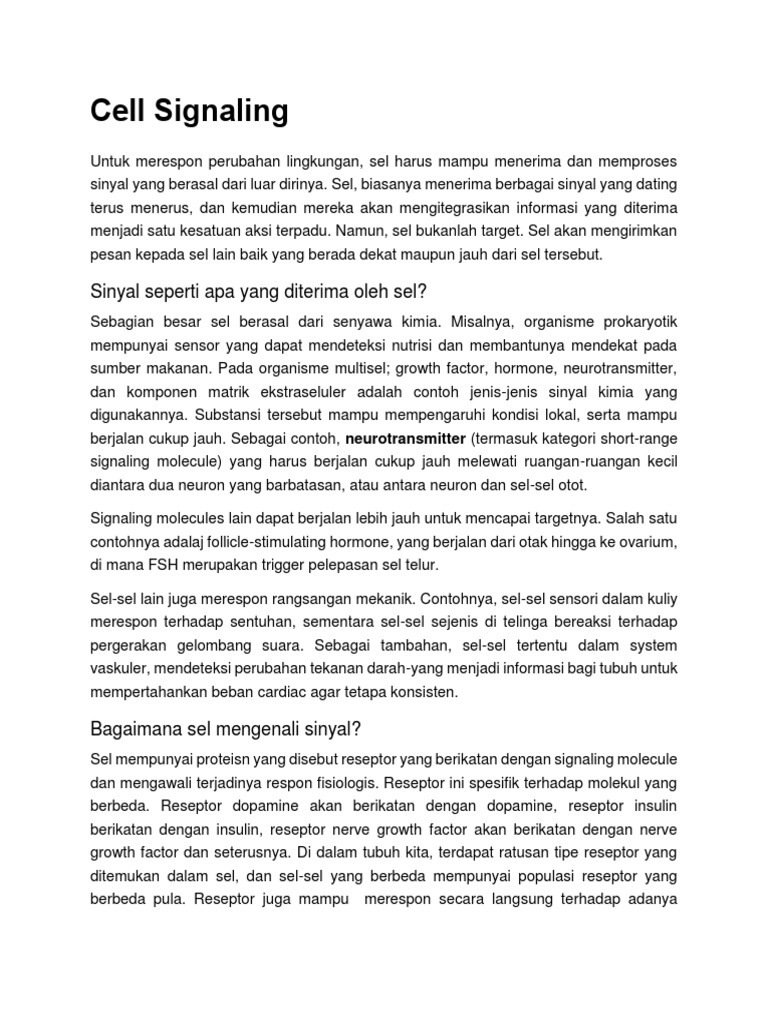 Mekanisme Transduksi Sinyal Seluler | PDF