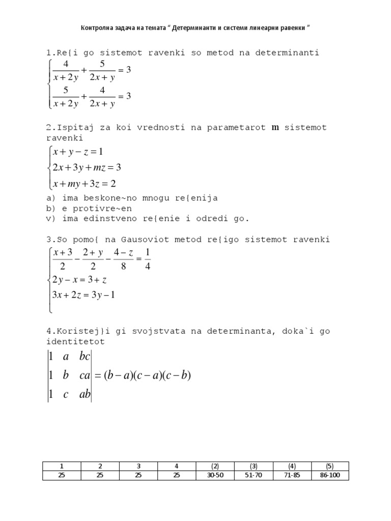 Kontrolna Sistemi Linearni Ravenki-Algebra | PDF