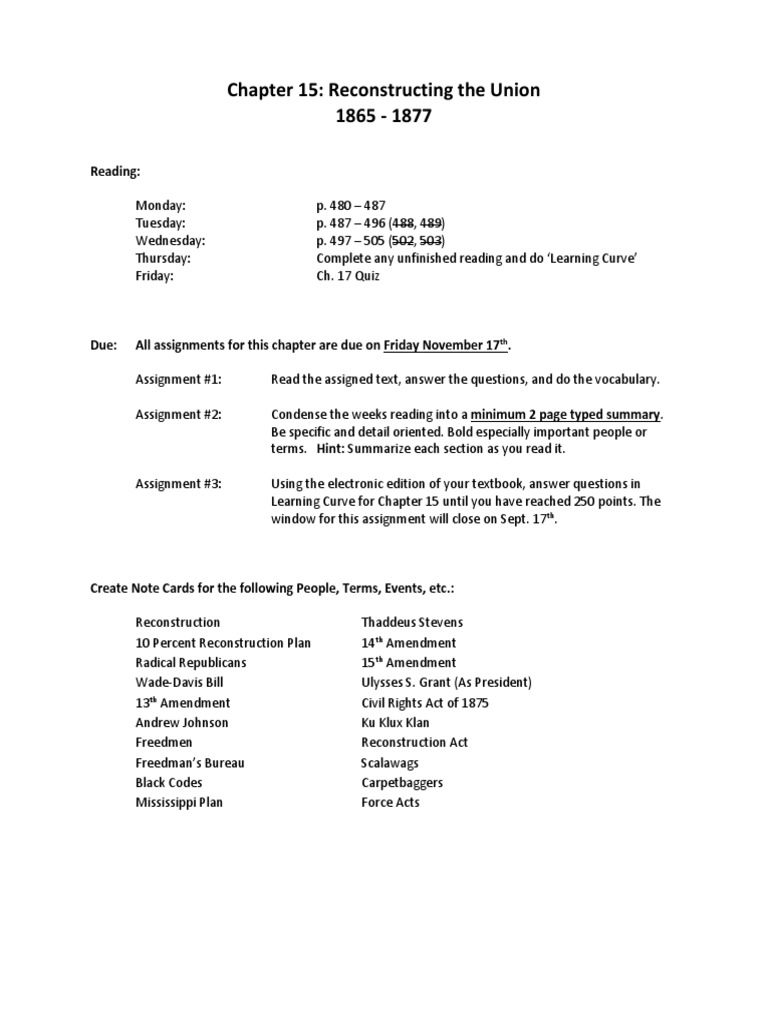Chapter 15, APUSH Help | PDF | Reconstruction Era | Confederate States ...