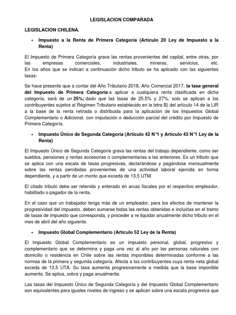 Legislacion Comparada | PDF | Impuesto sobre la renta | Impuestos
