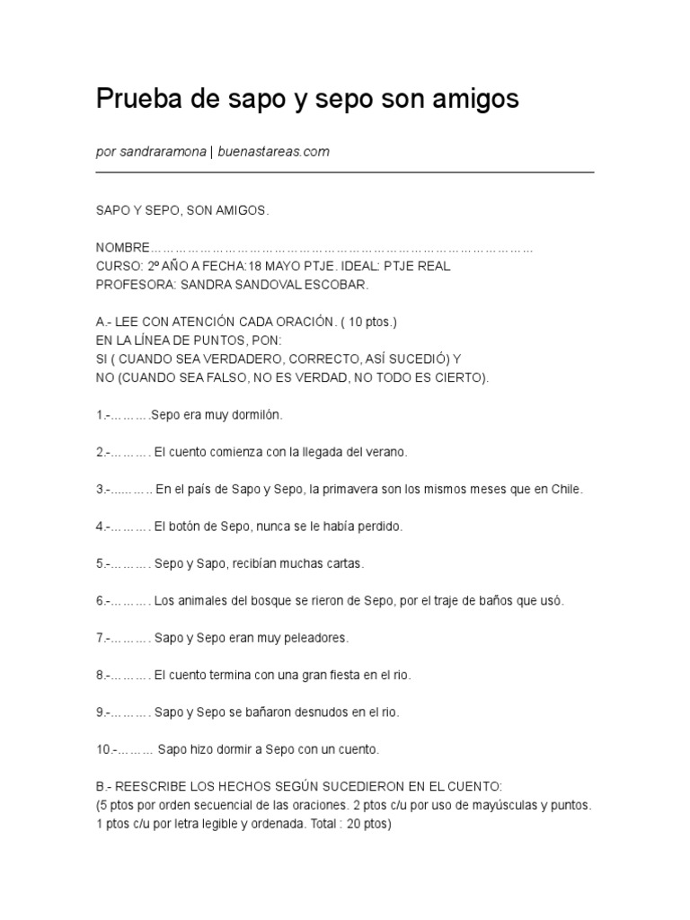 Prueba de Sapo y Sepo Son Amigos | Ocio