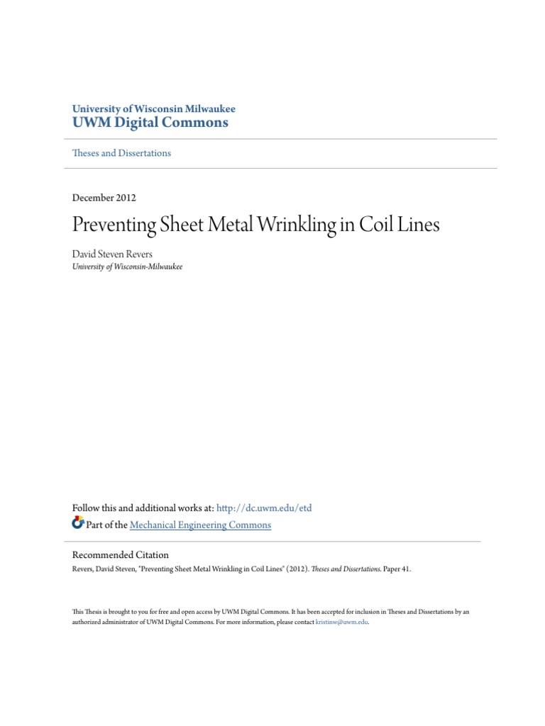 Preventing Sheet Metal Wrinkling in Coil Lines PDF | PDF | Finite ...
