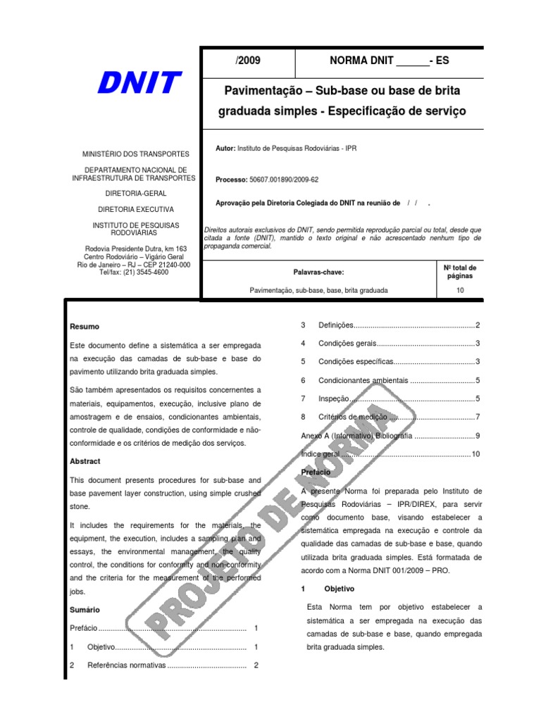DNIT - Norma Brita Graduada Simples (BGS).pdf | Umidade | Solo