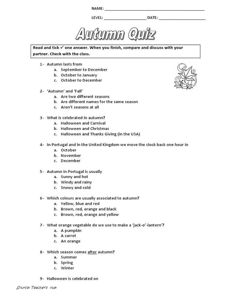 Autumn Quiz | PDF