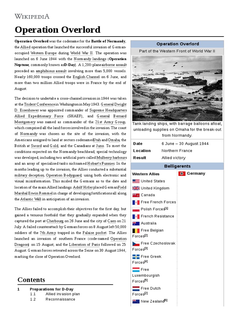 Operation Overlord | PDF | Operation Overlord | Normandy Landings